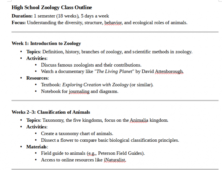 High School Zoology - Callista's Ramblings